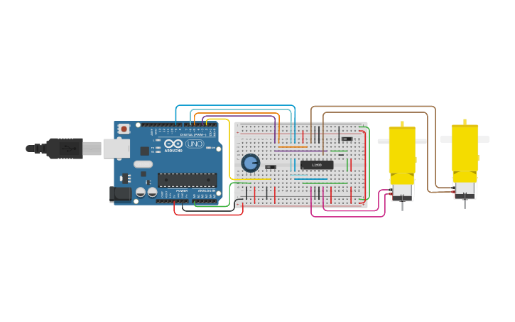 Circuit Design Pte H Arduino 2 Motores Tinkercad