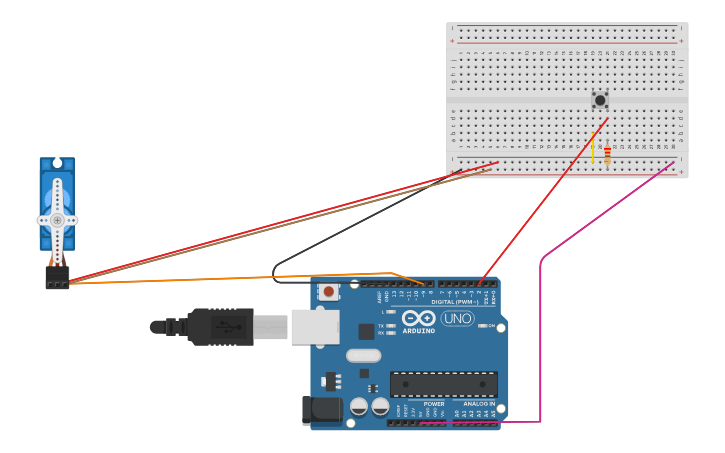 Circuit Design Servo With Push Button Tinkercad 0543