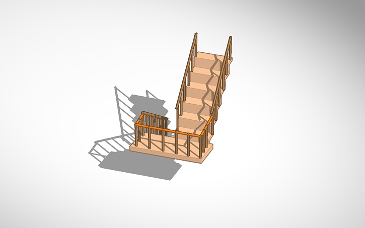 3D design U stairs with rails | Tinkercad