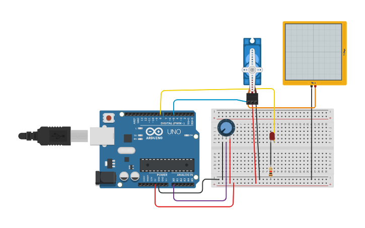 Circuit design servo motor - Tinkercad
