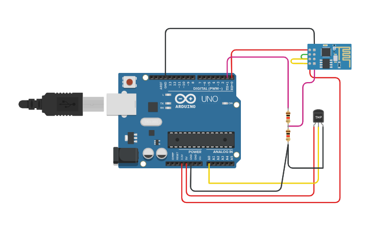 Circuit Design Circuit Interface Esp8266thingspeak With Arduino
