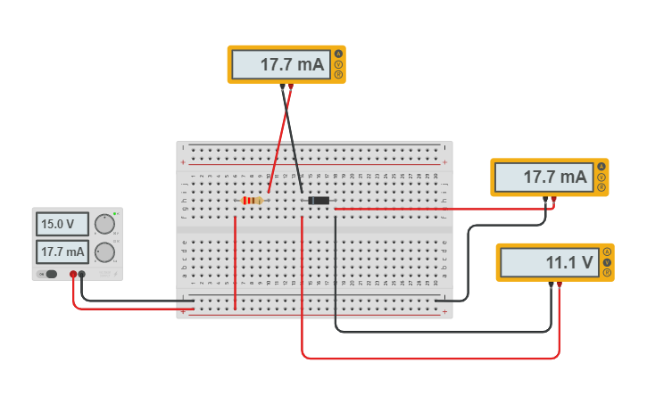 Circuit design Pratikum5-Dioda Zener | Tinkercad