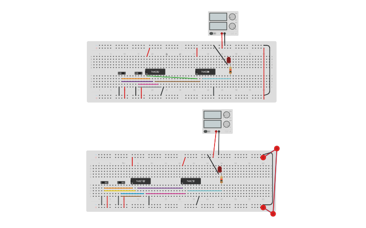 Circuit design DEmorgans law - Tinkercad