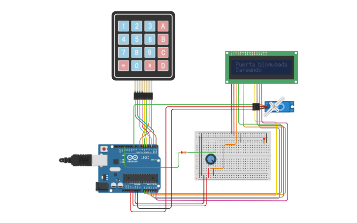 Circuit design Cerradura Arduino PZ 06 | Tinkercad