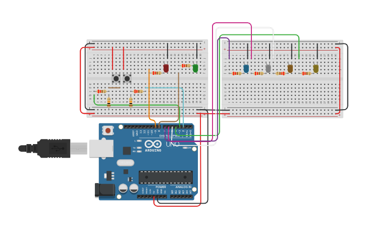 Circuit design 6 LEDS BRUNO CARVALHO | Tinkercad