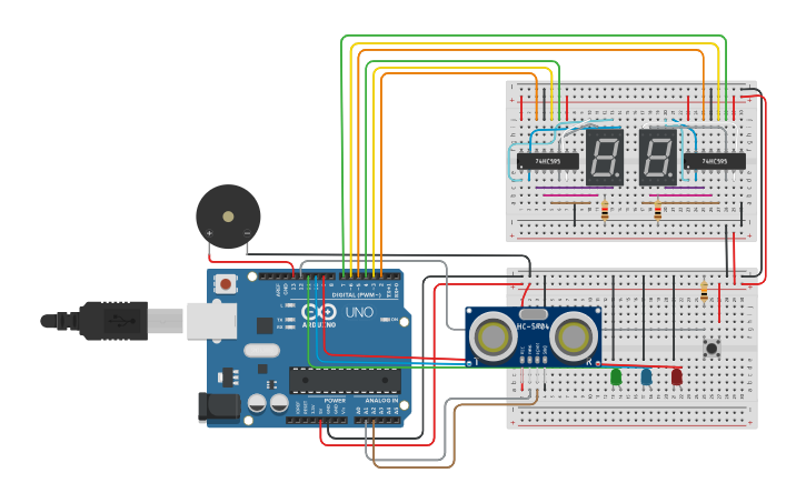 Circuit design Car Parking System - Tinkercad