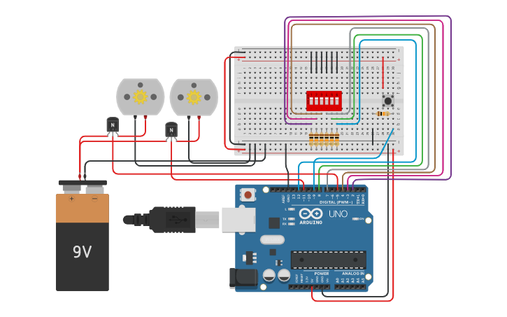 Circuit design Line_Follower_Prop_FSM | Tinkercad