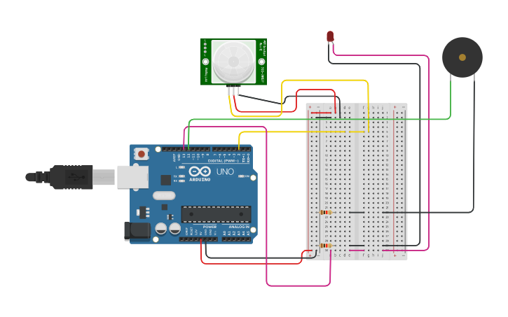 Circuit design Sistema de alarme - Tinkercad