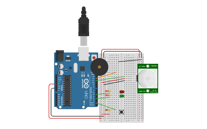 Circuit design Alarm System - Tinkercad