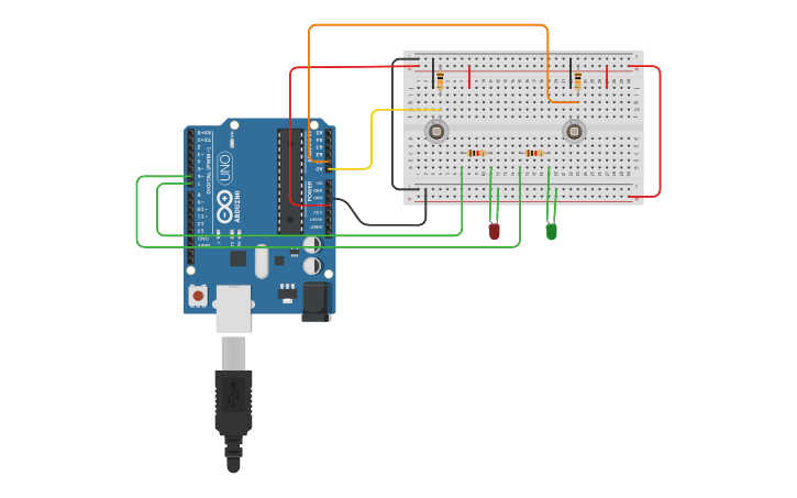 Circuit design RobotControlLineFollower | Tinkercad