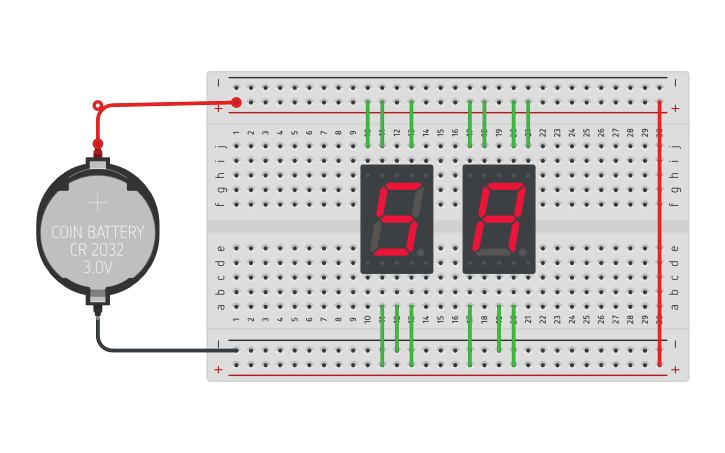 Circuit design Ejercicio con led 8 segmentos | Tinkercad