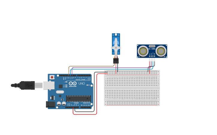Circuit design PROJETO RADAR - AULA - Tinkercad