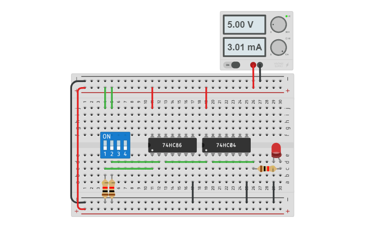Circuit design XNOR GATE - Tinkercad