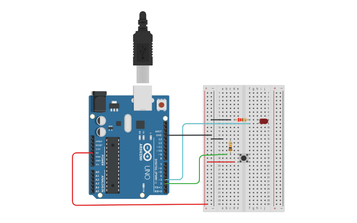 Circuit design Práctica 2: programando un diodo led con pulsador ...