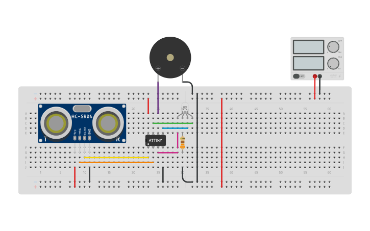 Circuit design RGB ATtiny Distance - Tinkercad Circuit design RGB ATtiny Distance - Tinkercad