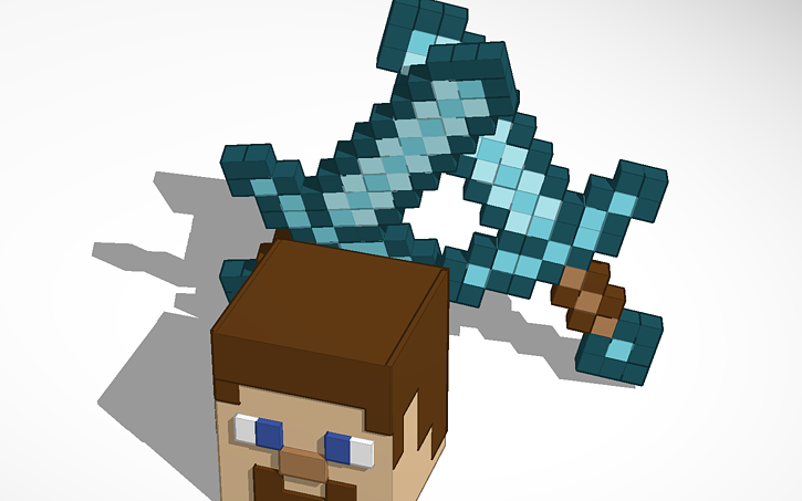 3D design minecraft steve& diamopnd sword | Tinkercad