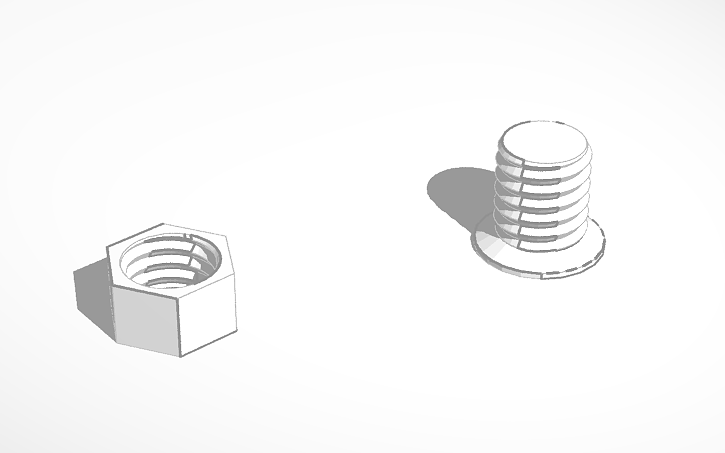 3D design Screw and Nut - Tinkercad