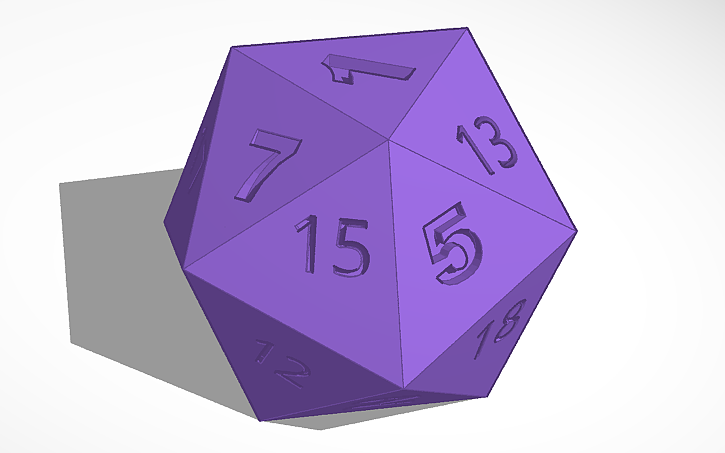 3D design 20 sided dice - Tinkercad