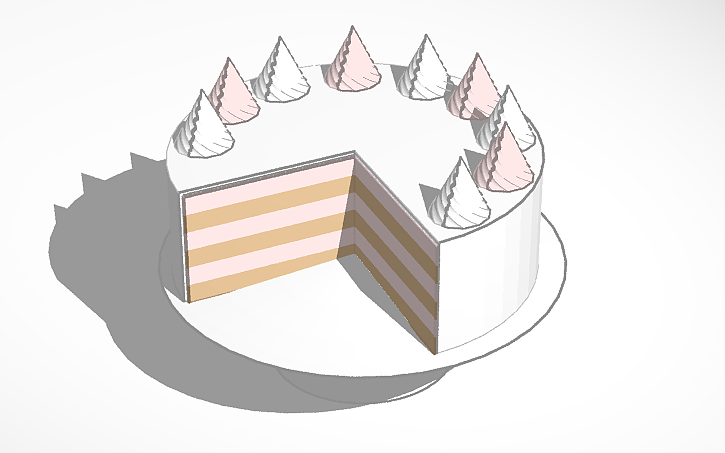 3D design Pink and white cake - Tinkercad