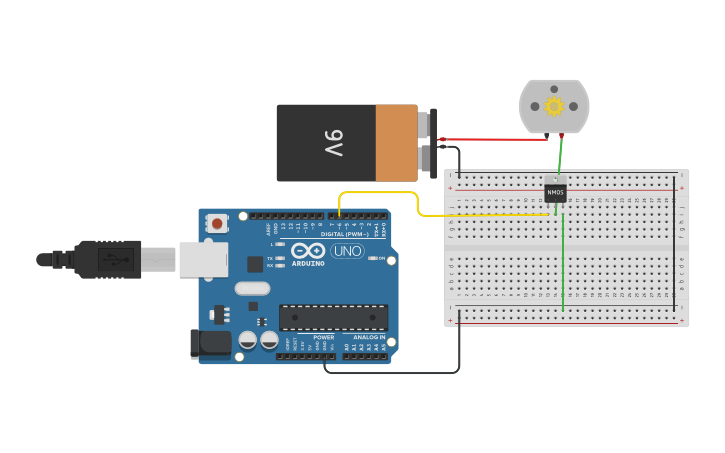 Circuit design nMOS FET - Tinkercad