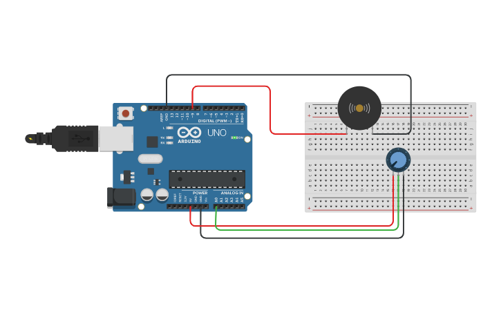 Circuit design Arduino: Passive Buzzer - Tinkercad