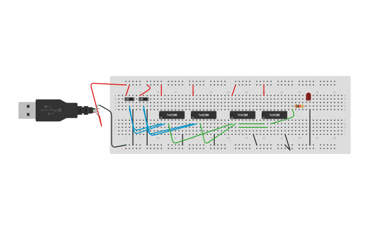 Circuit design NOR gate using NAND gate - Tinkercad