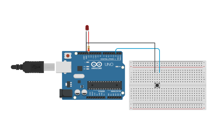 Circuit design Arduino button - Tinkercad