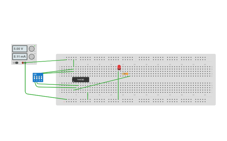 Circuit design NOR GATE - Tinkercad
