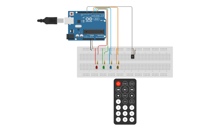 Circuit design Sensor Infrarrojo 4Leds - Tinkercad