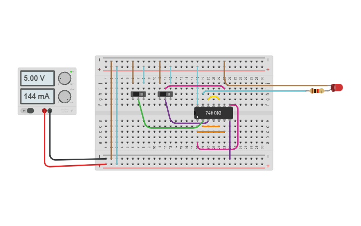 Circuit design consturct XNOR gates using NOR gate | Tinkercad