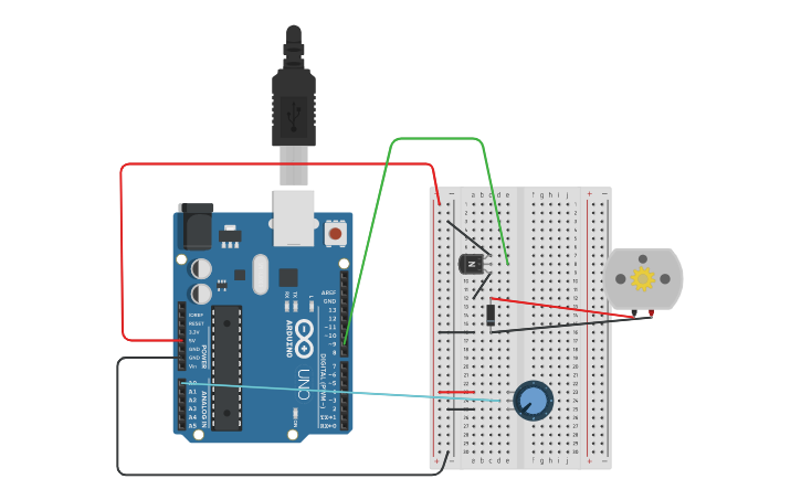 Circuit design Motor Pin - Tinkercad