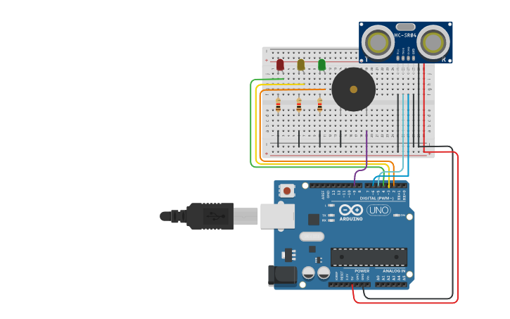Circuit design Sensor ultrasónico Para Evaluar Distancias Con Arduino - Tinkercad