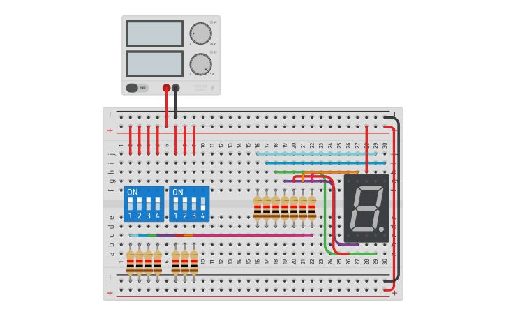 Circuit design Anodo común - Tinkercad