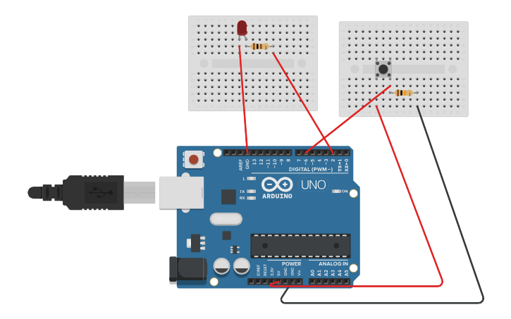 Circuit Design Push Button Arduino Led With Define Pin Tinkercad 