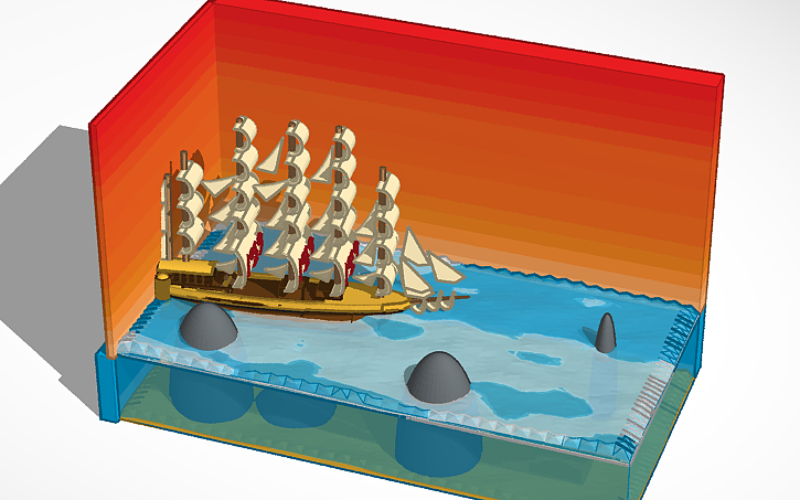 3D design Landscapes-Sailing at Sunset - Tinkercad