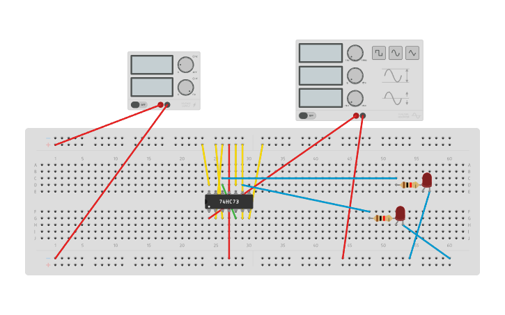 Circuit design 2-bit asynchronous down counter - Tinkercad