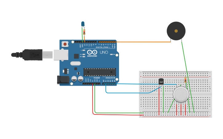Circuit design Fire Alarm System - Tinkercad