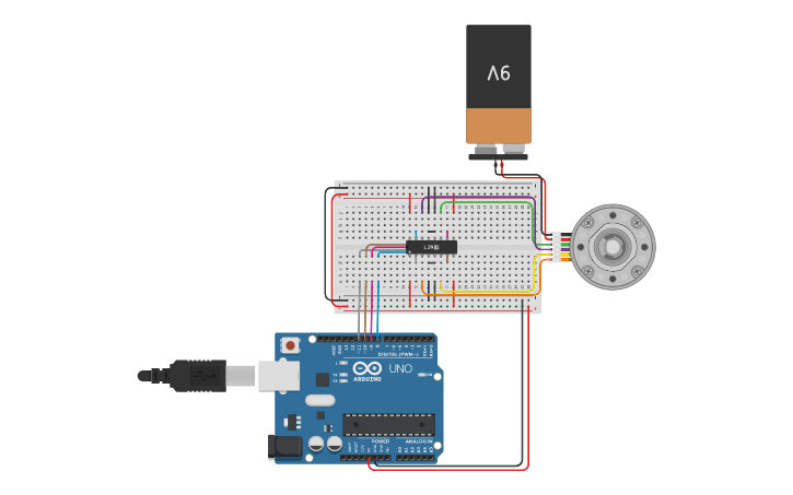 Circuit design controlling Stepper motor - Tinkercad