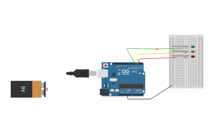 Circuit design Semaforo circuito impresión | Tinkercad