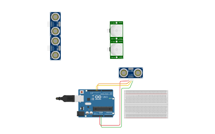 Circuit design Sensor de Distancia - Tinkercad
