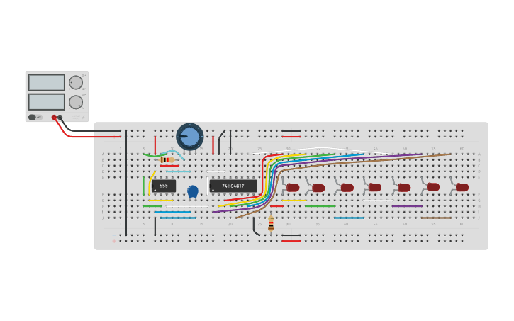 Circuit design LED Chaser - Tinkercad