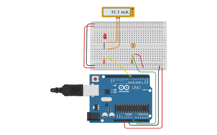 Circuit design Led with photoresistor | Tinkercad