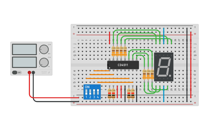 Circuit design 7 Segment + 4511(2) | Tinkercad