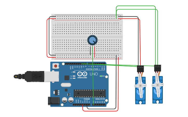 Circuit design Servo Motor - Tinkercad