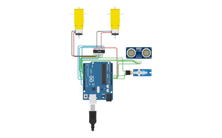 Circuit design Obstacle Avoiding Program for Robot - Tinkercad