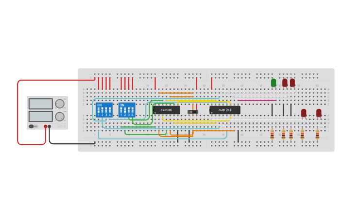 Circuit Design 4 Bit Binary Adder Subtractor Tinkercad
