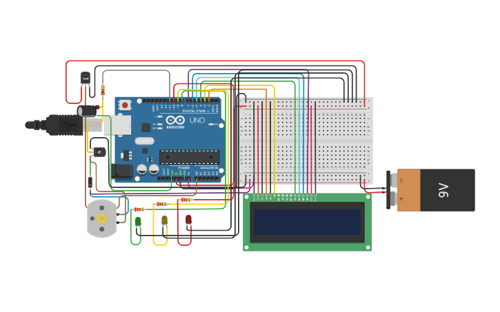 Circuit Design Temperature Based Fan Controller Tinkercad