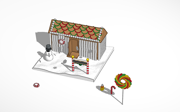 Tinkercad Designs Gingerbread House Ideas 3D Print Articulated