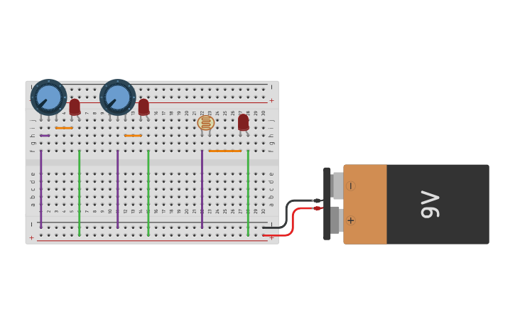 Circuit design Resistencias variable - Tinkercad