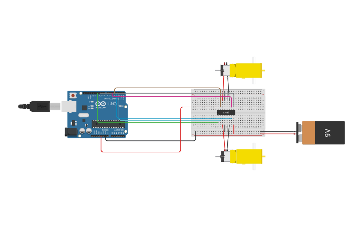 Circuit design Dois Motores | Tinkercad